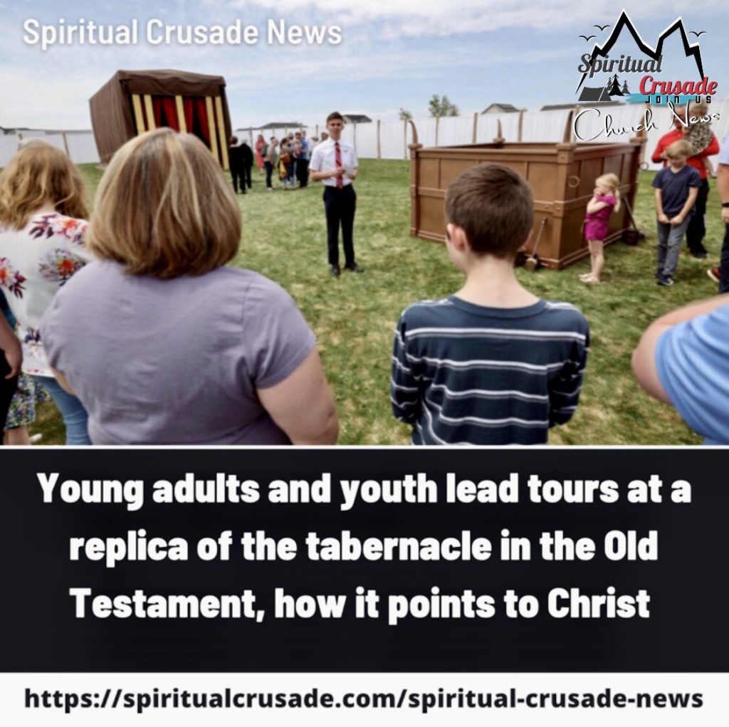 Young adults and youth lead tours at a replica of the tabernacle in the ...